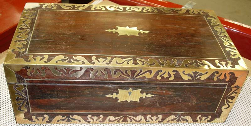 Brass Bound Victorian Writing Box